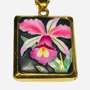 Toshikane | Jewelry | Vintage Toshikane Orchid Porcelain Pendant Locket ...